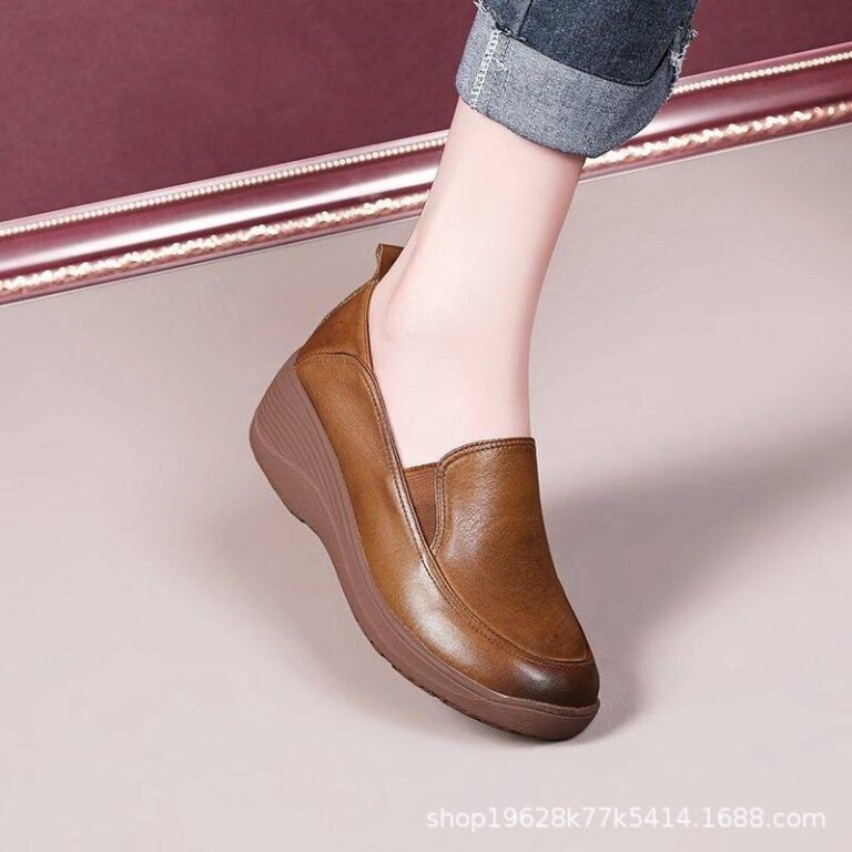 Wedge Heel Fashionable Single Shoes for Women, Canvas & Loafer – DS137 ...